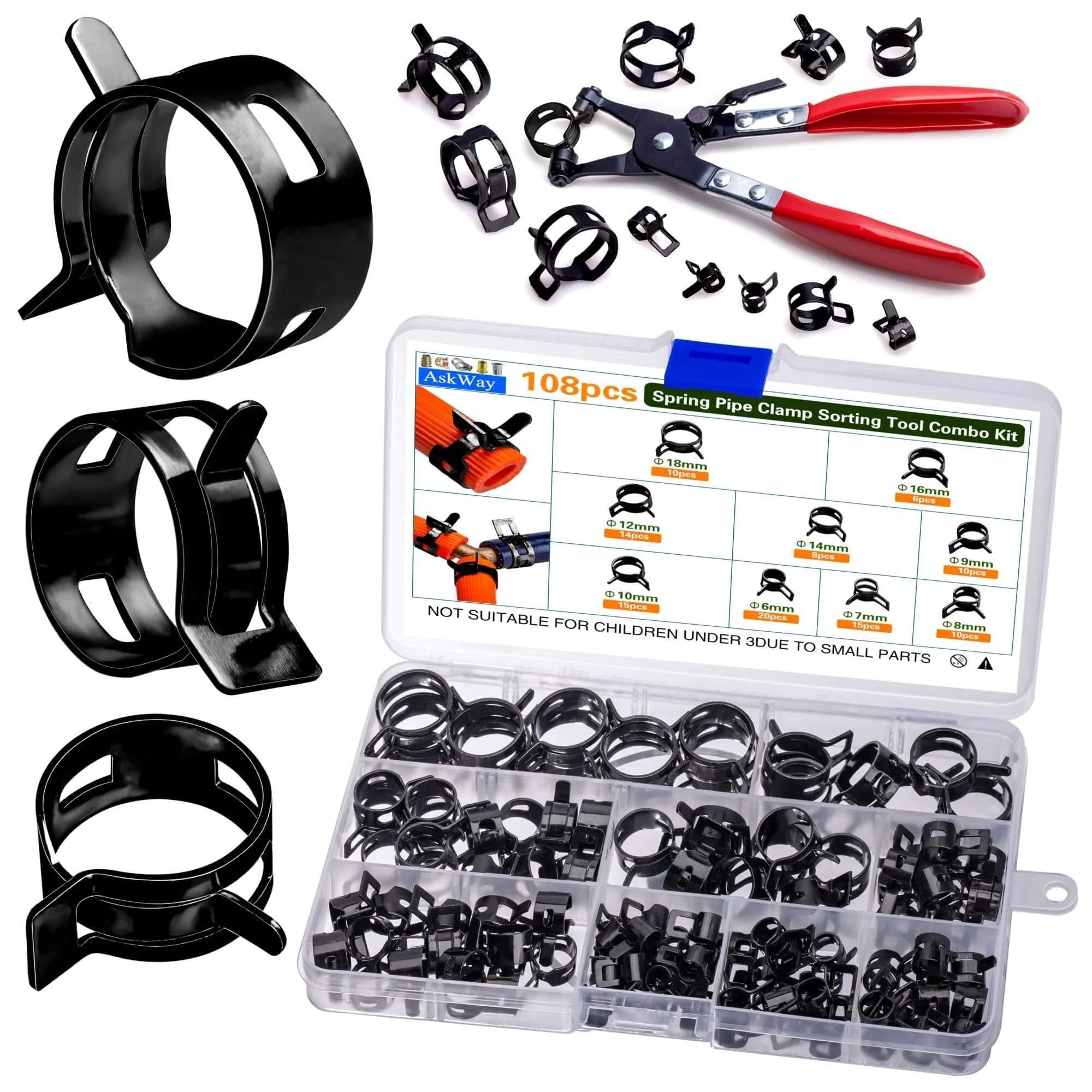 Spring Pipe Clamp Set - 108pc Kit for All Needs