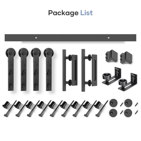 12 FT Double Sliding Barn Door Hardware Kit Black