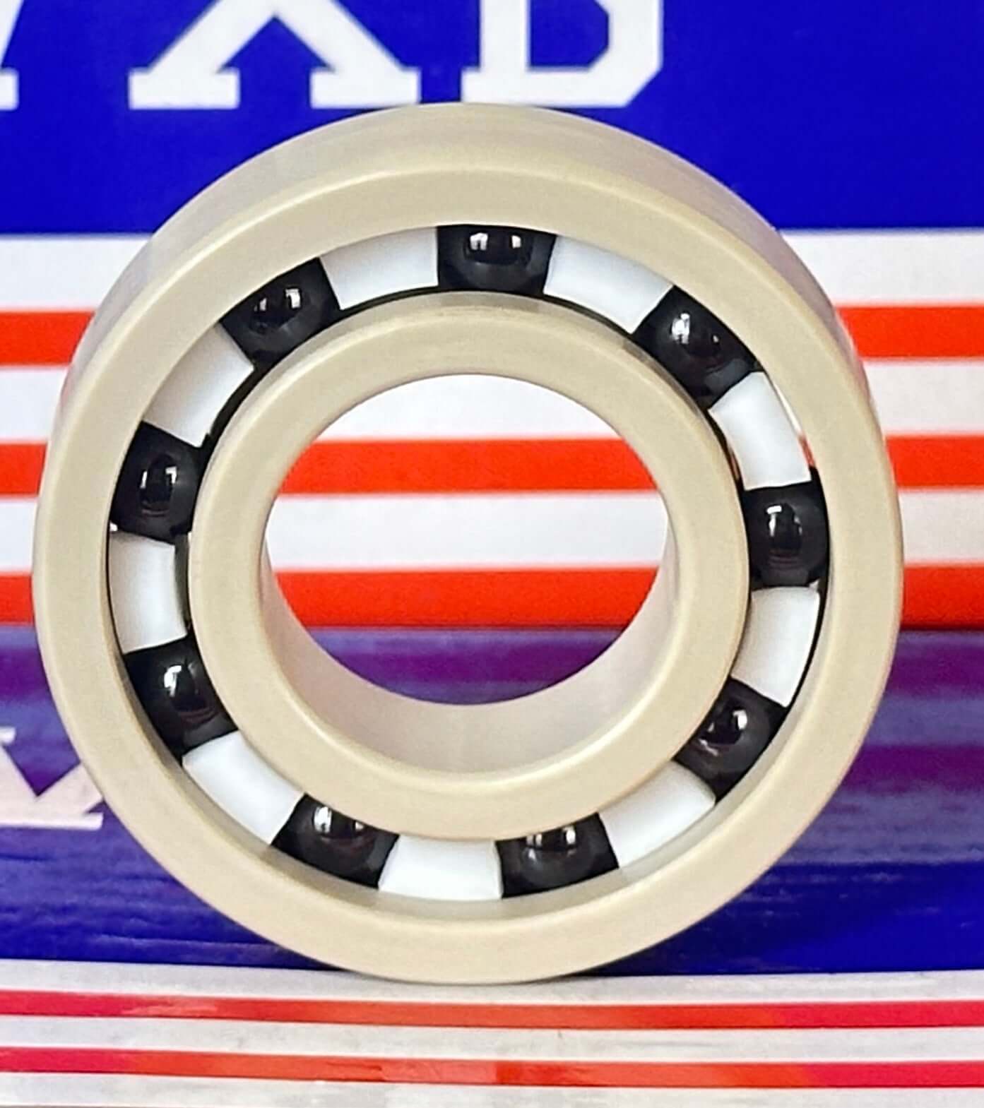 6004 PEEK Ball Bearing - Si₃N₄ Ceramic Balls - PTFE Cage