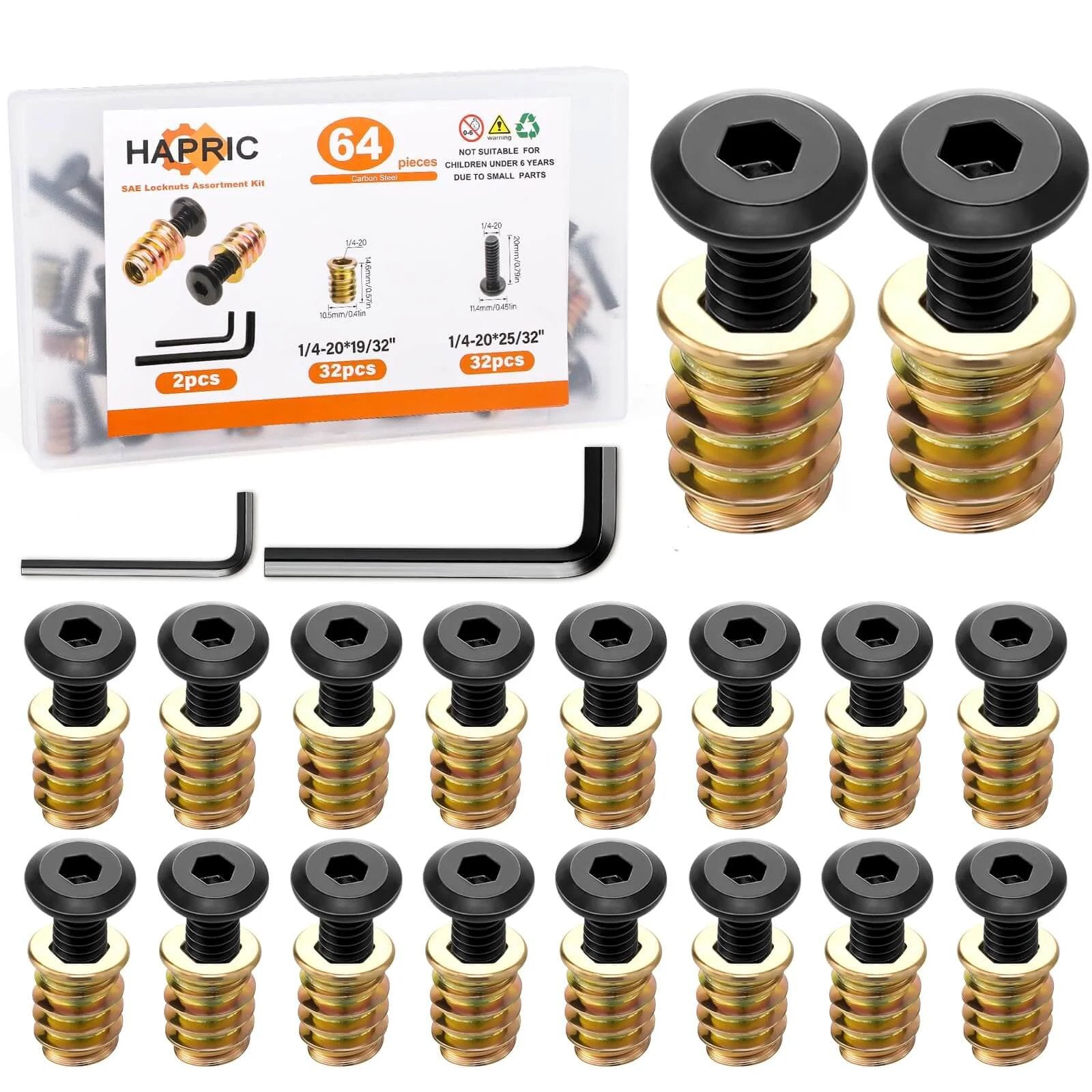 Wood Furniture Threaded Inserts Set 32 Pcs