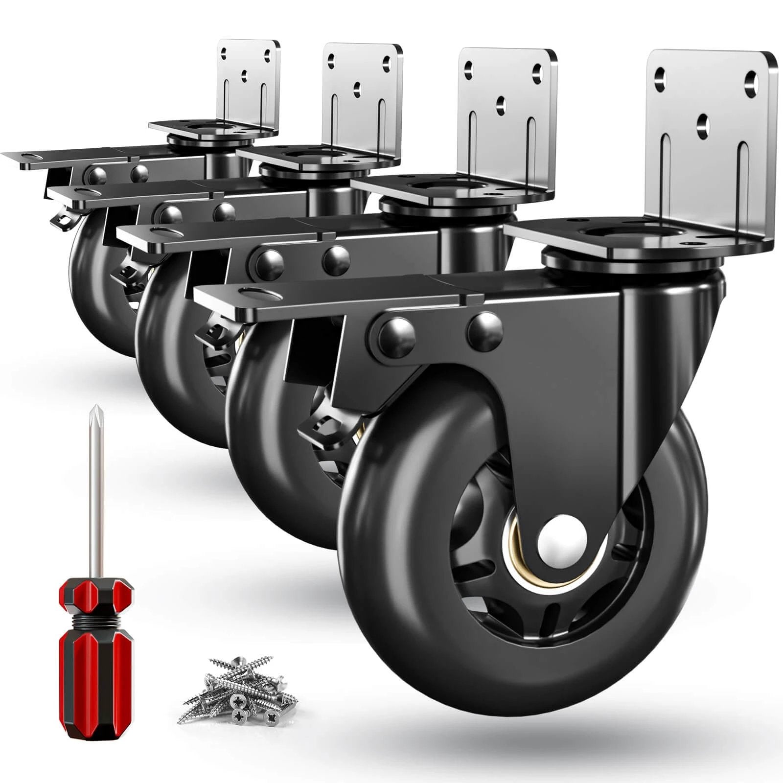 Heavy Duty Side Mount Caster Wheels 4 in 1600 lbs Set