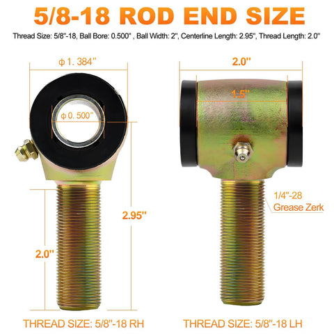 5/8-18 Forged Steel Heim Joint Rod End Kit 2 Pair