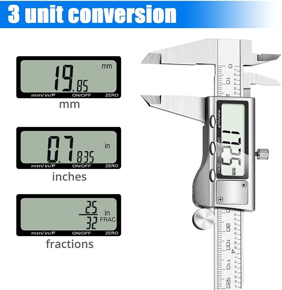 0-6" / 150mm Digital Caliper with Fraction Display - Stainless Steel ...