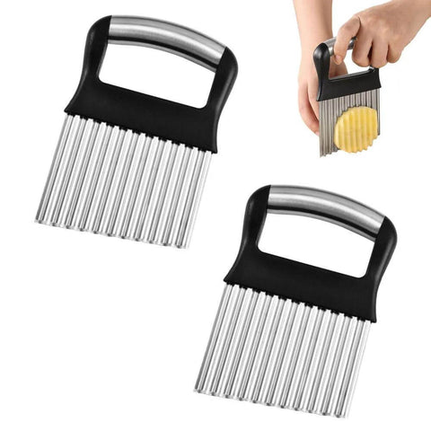 Two Pack Stainless Steel Crinkle Cutter With Wavy Blades For Perfect C