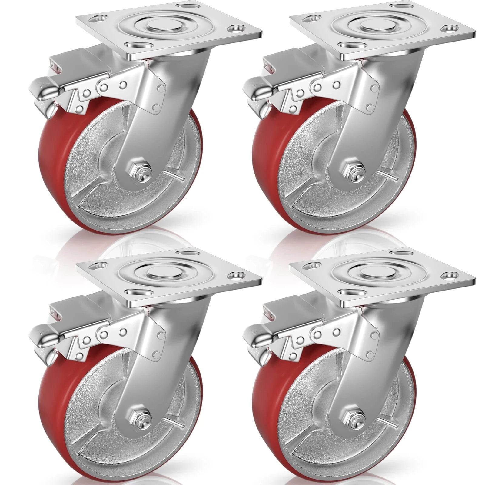 Heavy Duty Locking Caster Wheels 6" Set