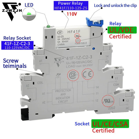 Ultra Compact 110V AC DC Power Relay With LED