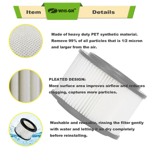 Two Pack Washable Cartridge Filter 4-Gallon Vacuums