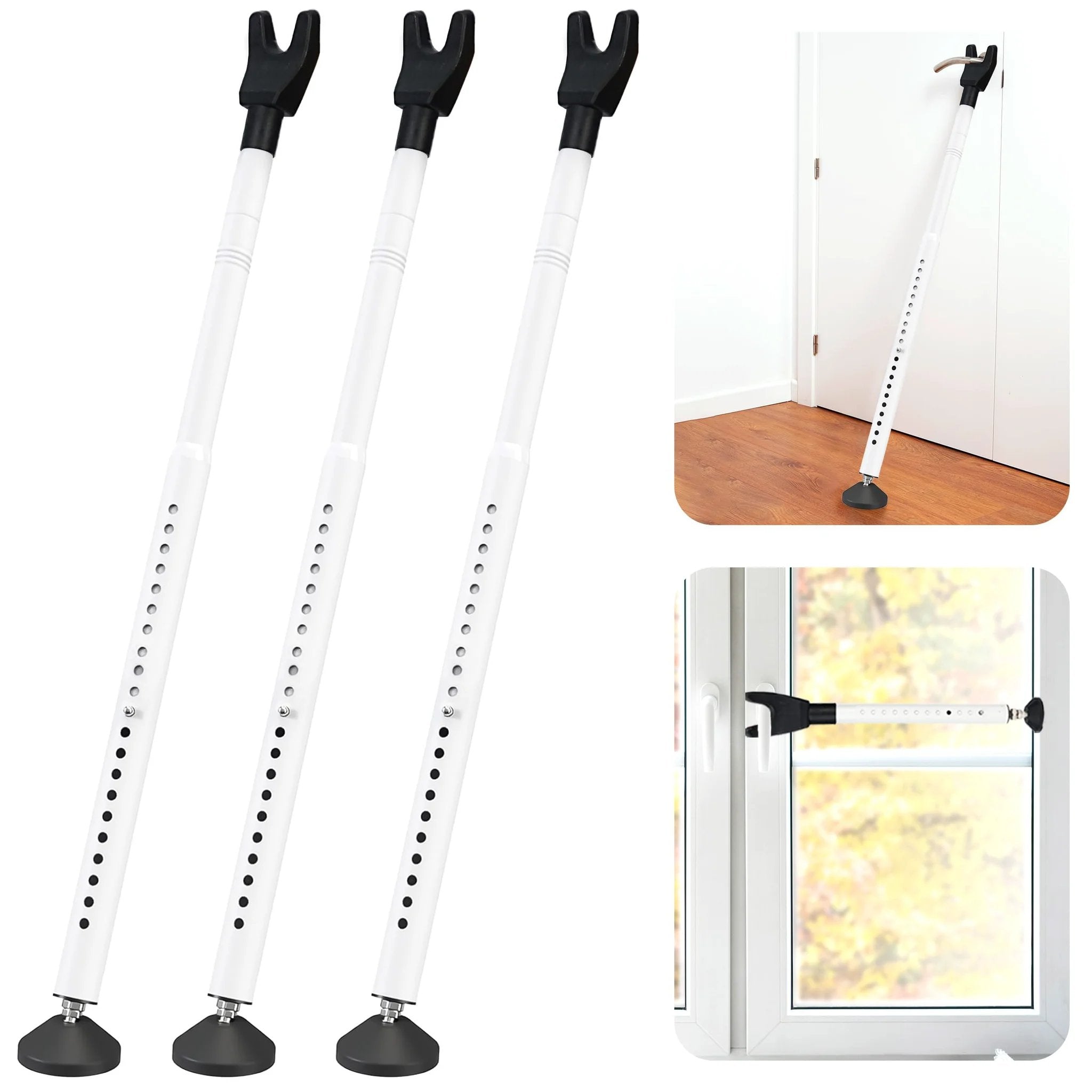 Adjustable Sliding Door Lock Bar 3-Pack Set