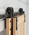 8FT Bypass Sliding Barn Door Hardware Kit Double Doors
