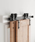 4FT Bypass Sliding Barn Door Hardware Kit Double Doors