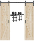 8FT Double Sliding Barn Door Hardware Kit J Shape
