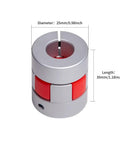 Flexible Shaft Coupling 25mm Dia 30mm Aluminum Bore
