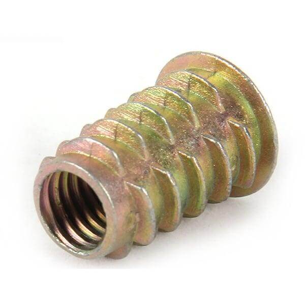 M8 15mm Zinc Alloy Threaded Wood Caster Insert Nut - Flanged