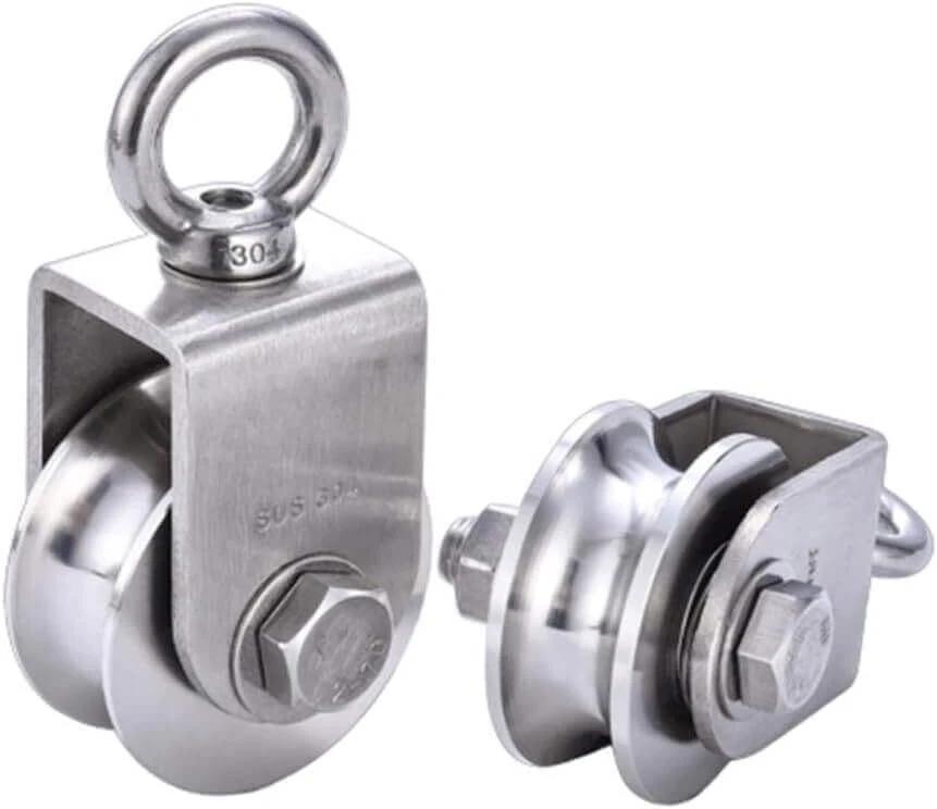2pcs U-Groove Caster Wheel Heavy Duty 304 Steel Roller
