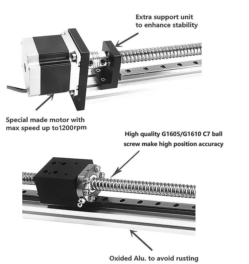 1.9' Feet Actuator NEMA 23 CNC Ballscrew Linear Motion Slide
